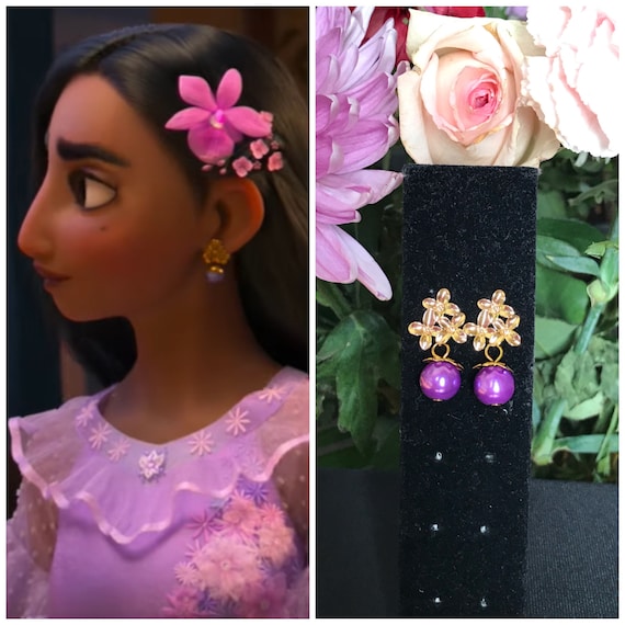 Isabela Madrigal Encanto Gold Flower Stud Earrings With Purple - Etsy