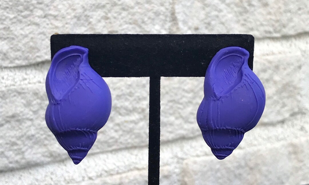 Ursula Purple Seashell Inspired Stud Earrings Sea Witch Little Mermaid ...