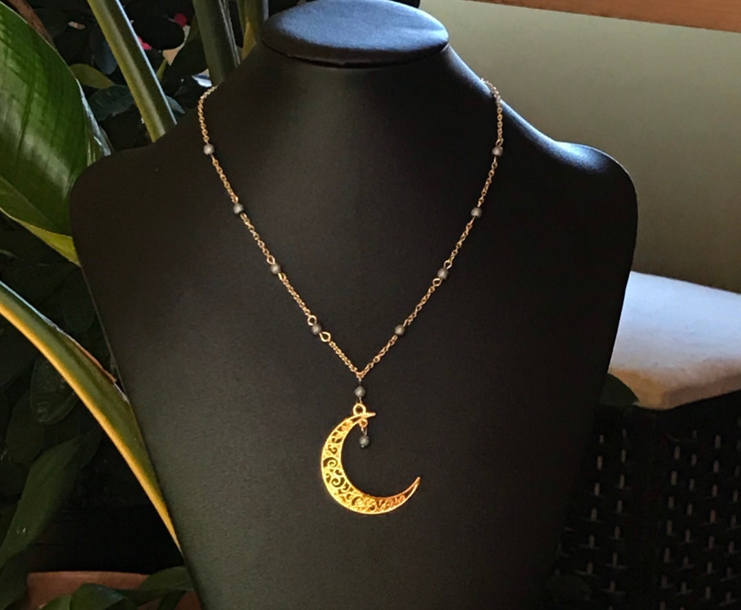 Moon Knight Inspired Gold Chain Neckalce With Grey Beads and Gold ...