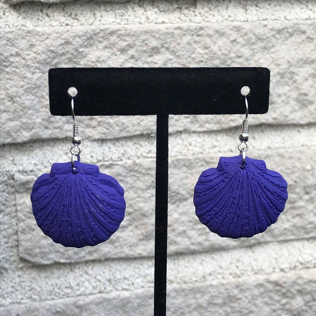 Ariel Purple Seashell Bra Inspired Polymer Clay Earrings - Etsy