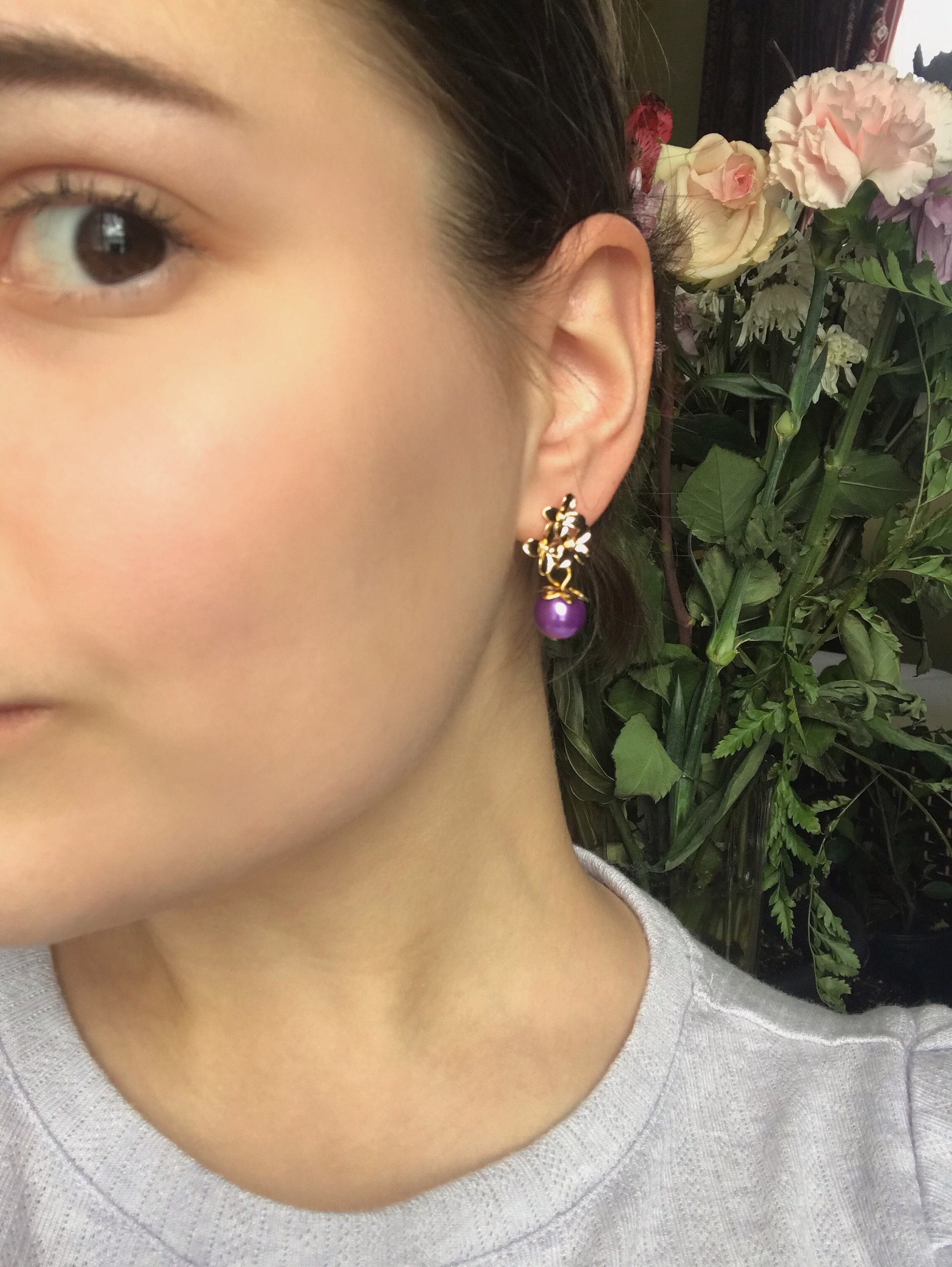 Isabela Madrigal Encanto Gold Flower Stud Earrings With Purple - Etsy ...