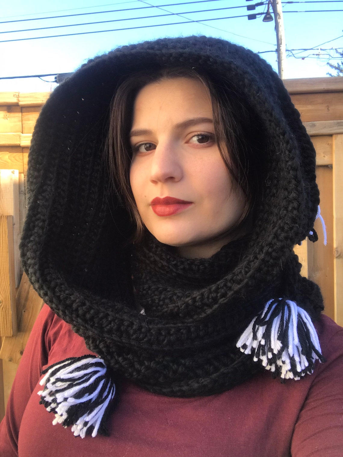 Wednesday Addams Black Crocheted Wool Snood With Black and - Etsy