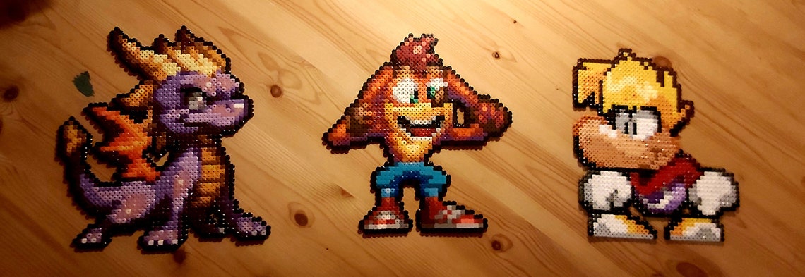 Crash, Spyro and Rayman, Pixel Art, Wall Decoration - Etsy