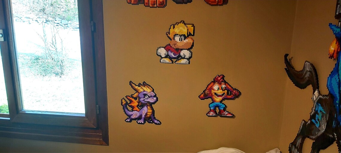 Crash, Spyro and Rayman, Pixel Art, Wall Decoration - Etsy