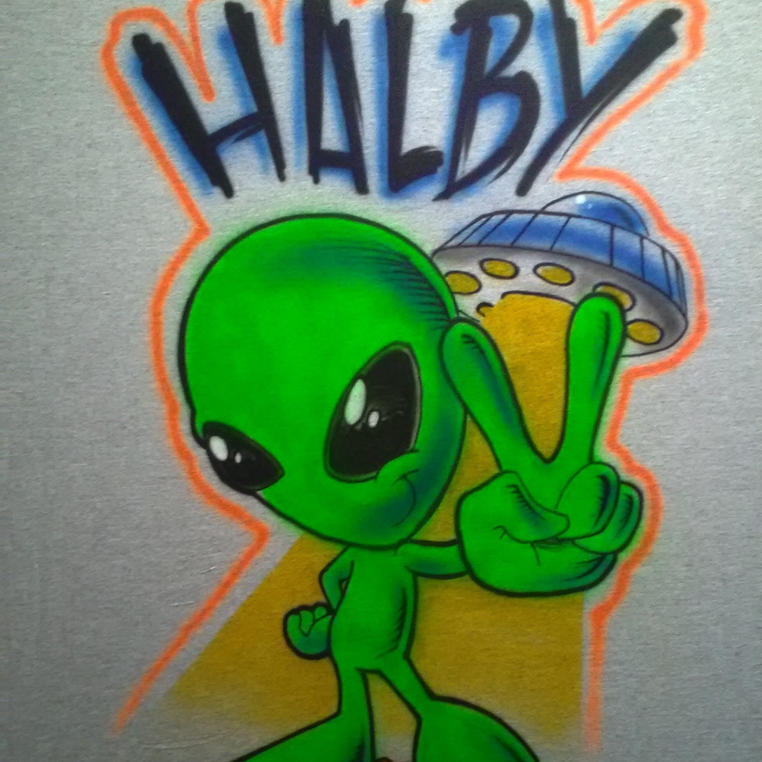 Alien Airbrush Shirt Alien Shirt UFO Airbrush Shirt UFO - Etsy