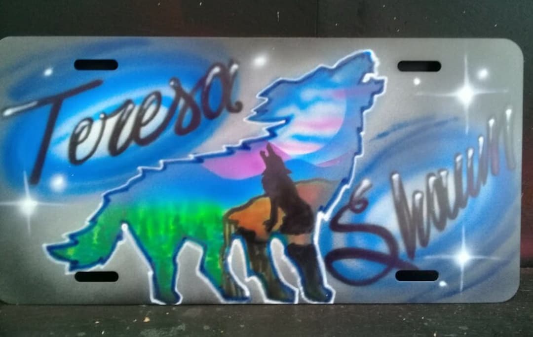 Wolf License Plate, Couple License Plate, Howling Wolf, Lovers License ...