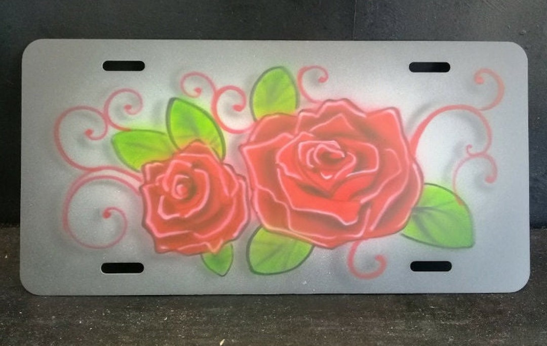 Airbrush Flower License Plate, Flower Plate, Flowers, License Plate ...