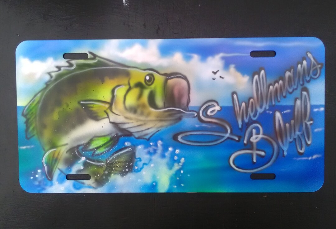 Fish Airbrush License Plate, Fish License Plate, Fish Tag, Car Tag ...