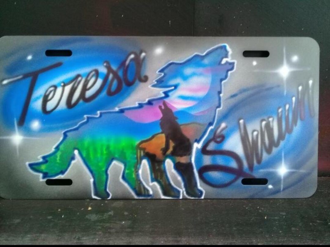 Wolf License Plate, Couple License Plate, Howling Wolf, Lovers License ...