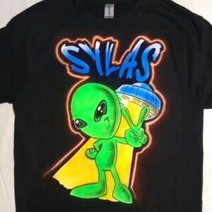 Alien Airbrush Shirt, Alien Shirt, UFO Airbrush Shirt, UFO Shirt, 90s ...