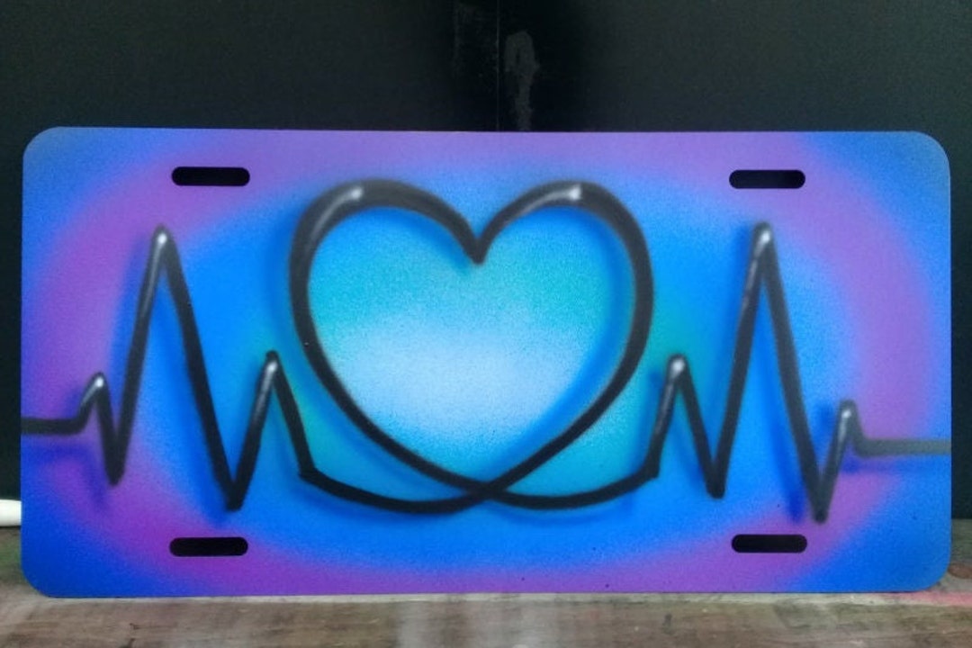 Airbrushed Heart EKG License Plate: Custom First Responder Tag - Etsy