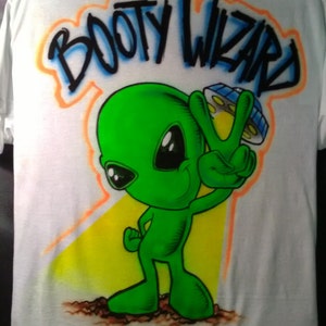 Alien Airbrush Shirt, Alien Shirt, UFO Airbrush Shirt, UFO Shirt, 90s ...