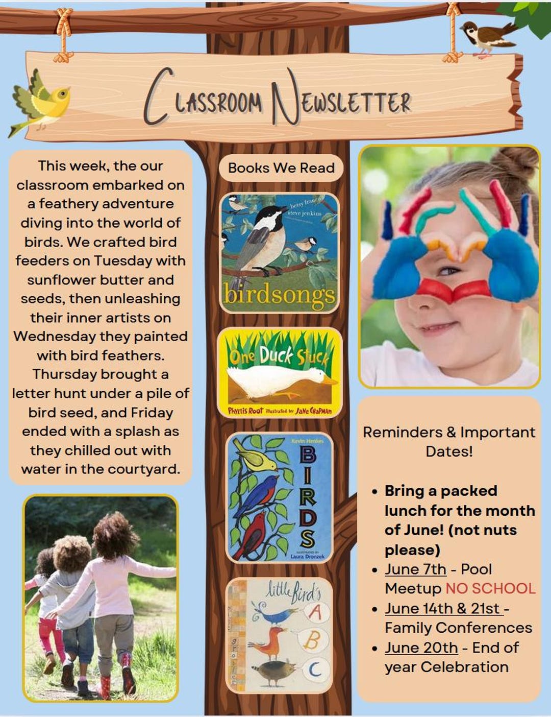 Editable Classroom Newsletter Template | Bird Theme | Canva Link ...