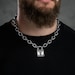 Heavy Duty Skull Padlock Pendant Necklace Chain, 316L Stainless Steel ...