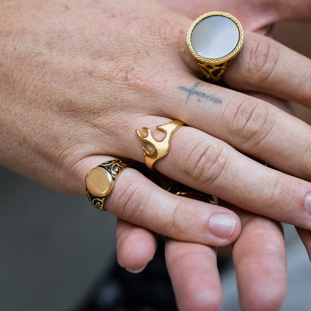 Flame Ring, 18k Gold Plated, 316L Stainless Steel - Etsy