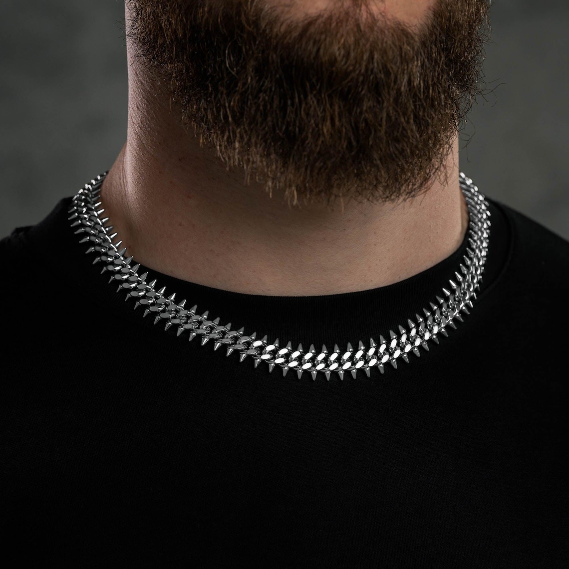 Screwed up Spiked Cuban Chain 9mm, 316L Stainless Steel - Etsy