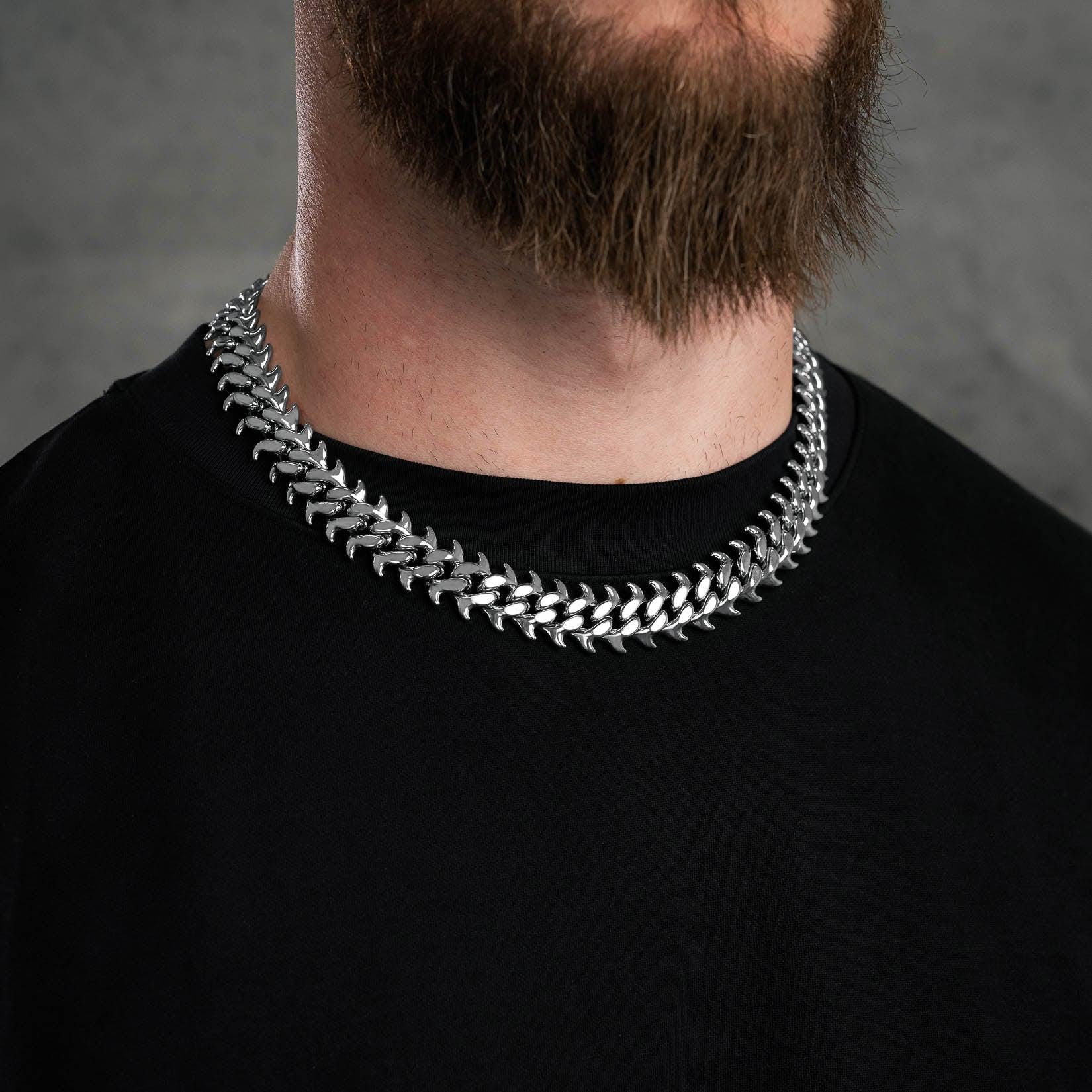 Fishbone Curved Spike Cuban Chain, 316L Stainless Steel - Etsy
