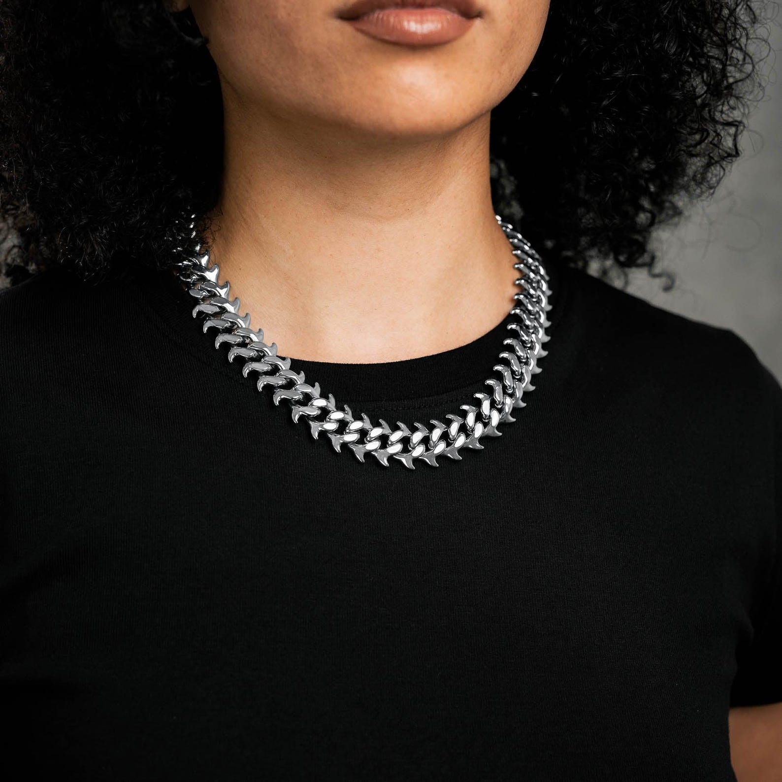 Fishbone Curved Spike Cuban Chain, 316L Stainless Steel - Etsy