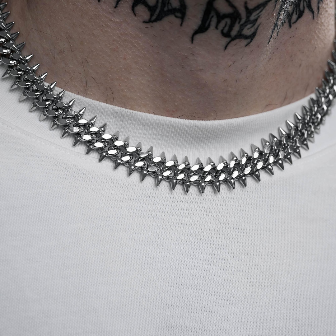 Screwed up Spiked Cuban Chain 9mm, 316L Stainless Steel - Etsy