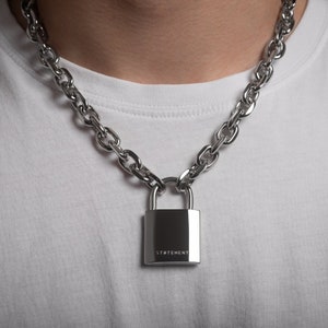 Punk Padlock Necklace Pendant, 316L Stainless Steel - Etsy