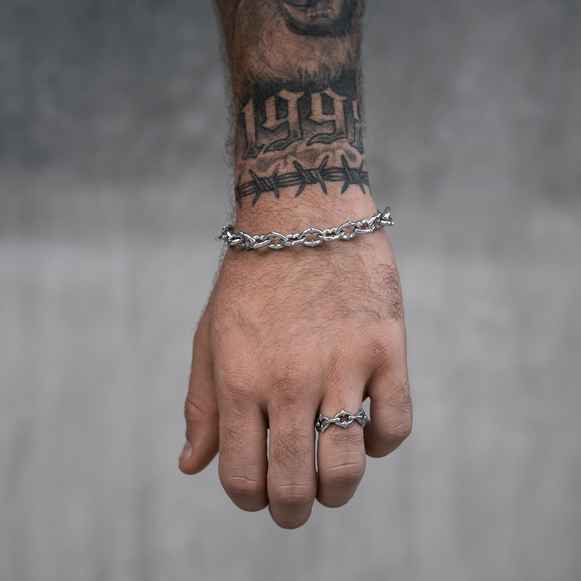 Gothic Spiked Chain Bracelet, 9mm Links, 316L Stainless Steel - Etsy