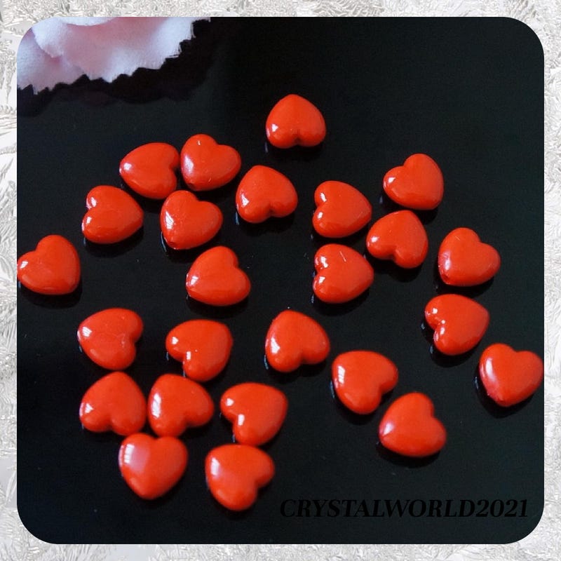 Red Glossy Heart Beads - Etsy UK