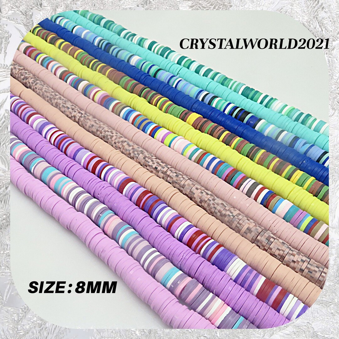 8MM Multi Coloured Polymer Clay Flat Round Disc Beads for Jewellery ...