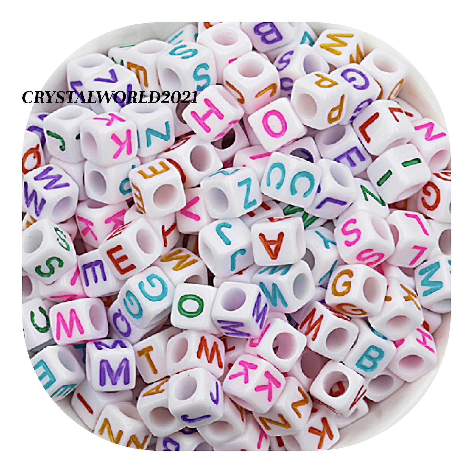 6MM Pack Of 100 White/Multi Cube Individual Letter Alphabet | Etsy