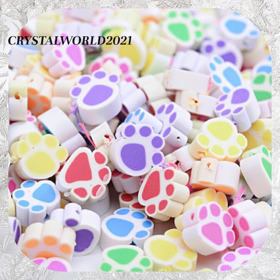 20 30 50 8MM 12MM Assorted Colours Paw Polymer Clay Beads - Etsy UK