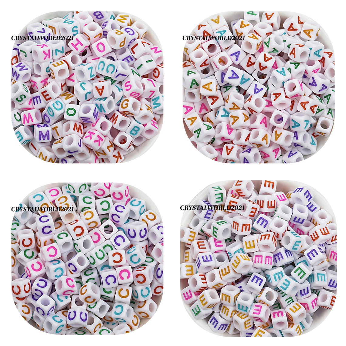 6MM Pack Of 100 White/Multi Cube Individual Letter Alphabet | Etsy