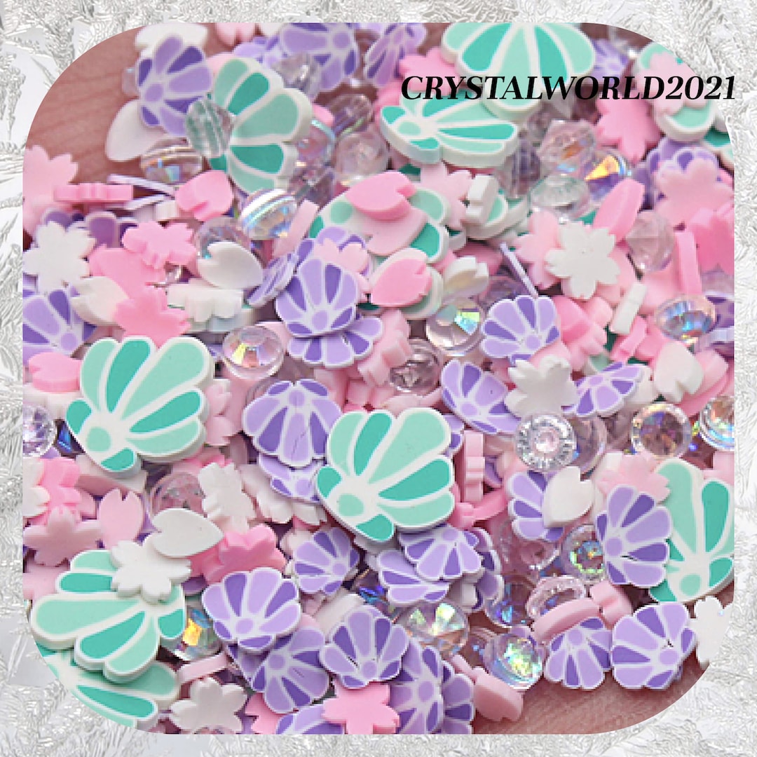 Simulation Shell Sakura Heart Clay Slices Fake Diamond Mixed Sprinkles Clay Fimo Sprinkle Slices ...