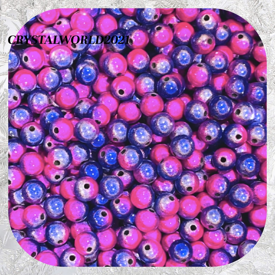 8MM Acrylic Illusion Miracle Purple/pink Coloured Round Shaped Random ...