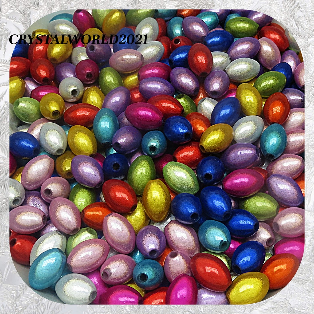 15 14MM Acrylic Illusion Miracle Oval Shaped Multicoloured Coloured ...