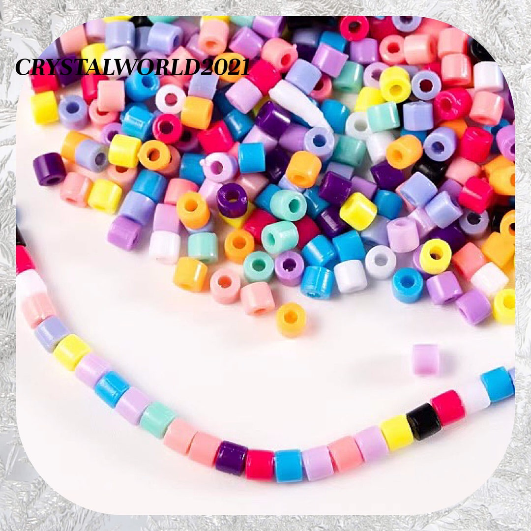 200 4x3.5mm Multicoloured Acrylic Tube Beads Small Tube Beads for ...