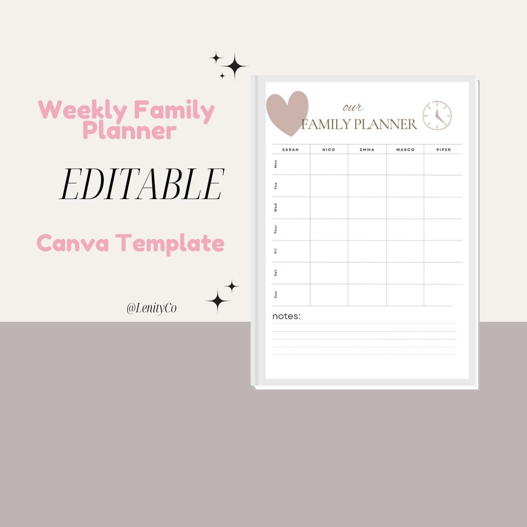 DIY Editable Weekly Family Planner Printable | Customizable Schedule ...