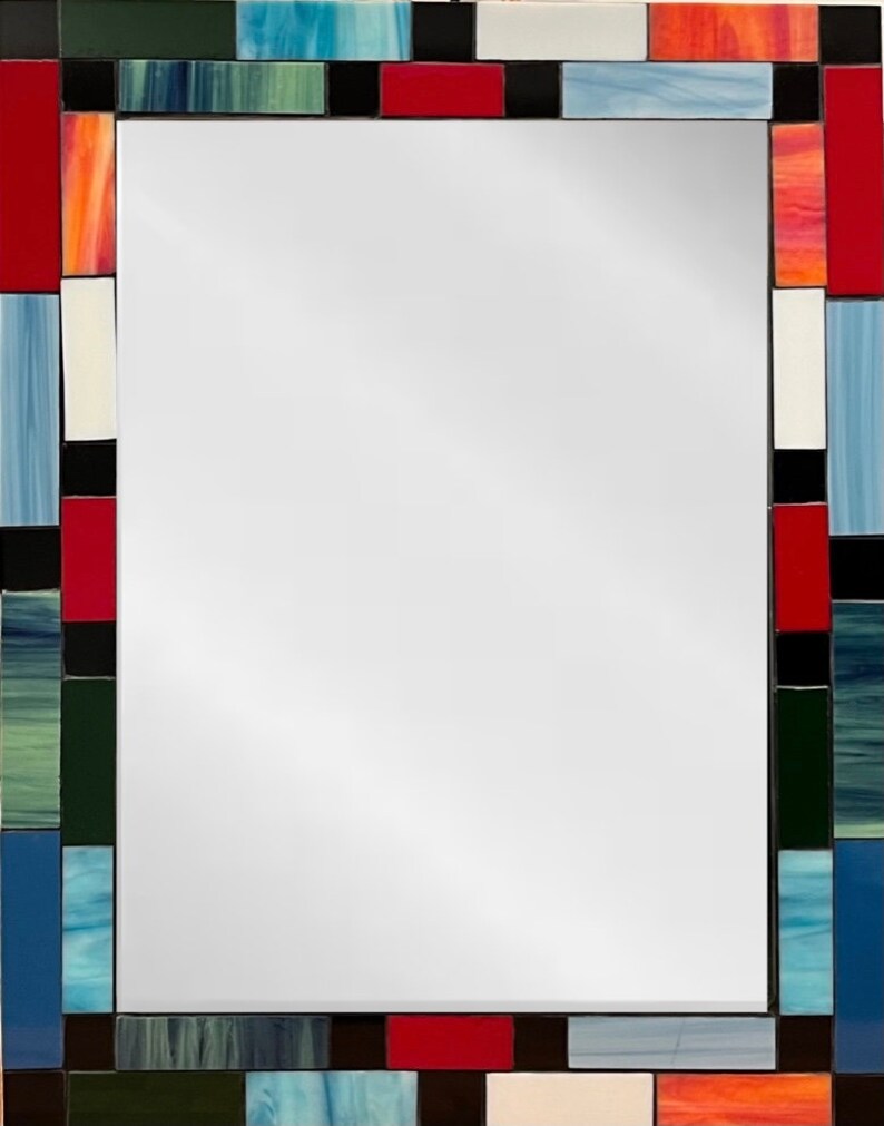 Rectangular Mirror With Stained Glass Borders - Etsy