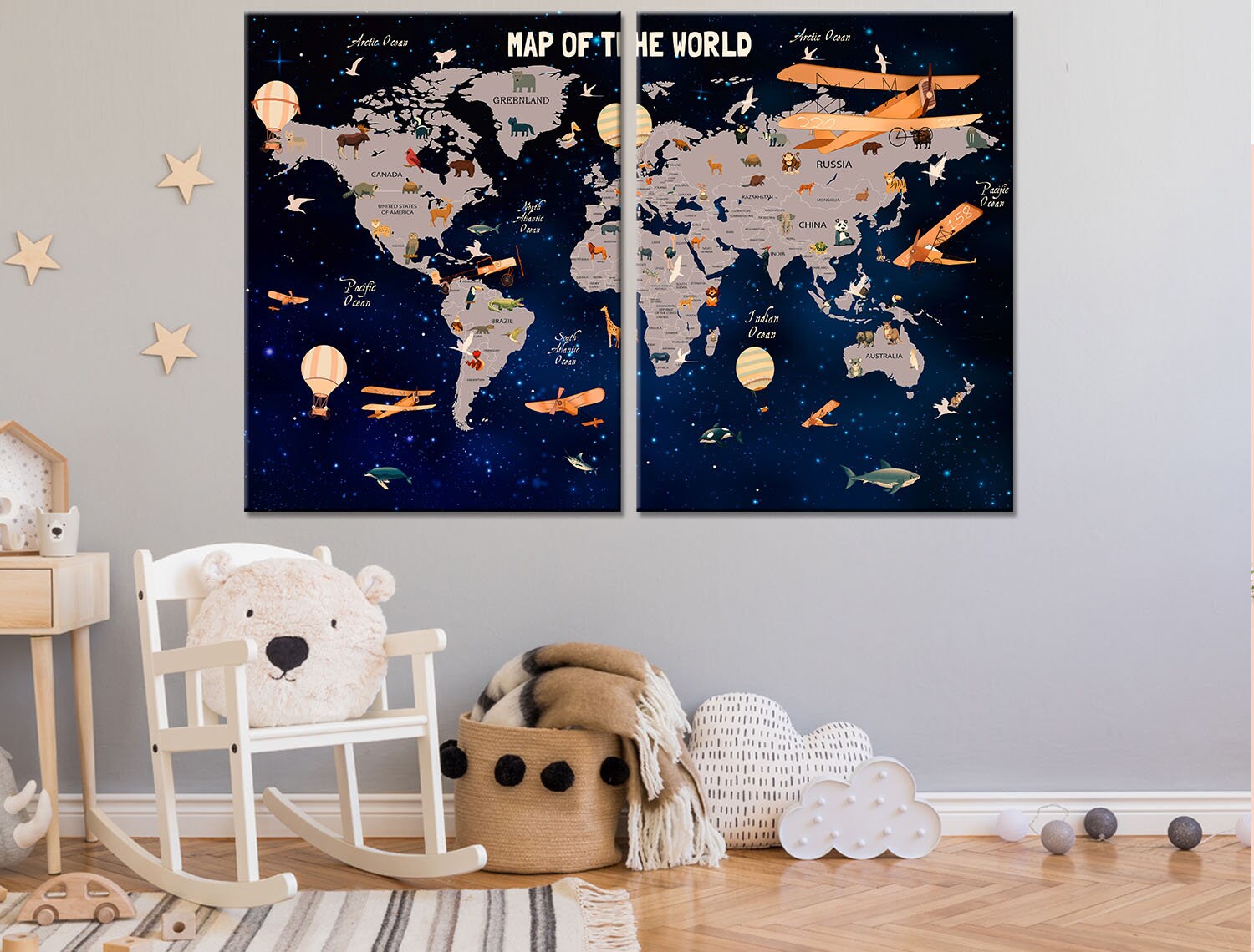 World Canvas Map Poster Cartoon World Map Canvas World Map - Etsy