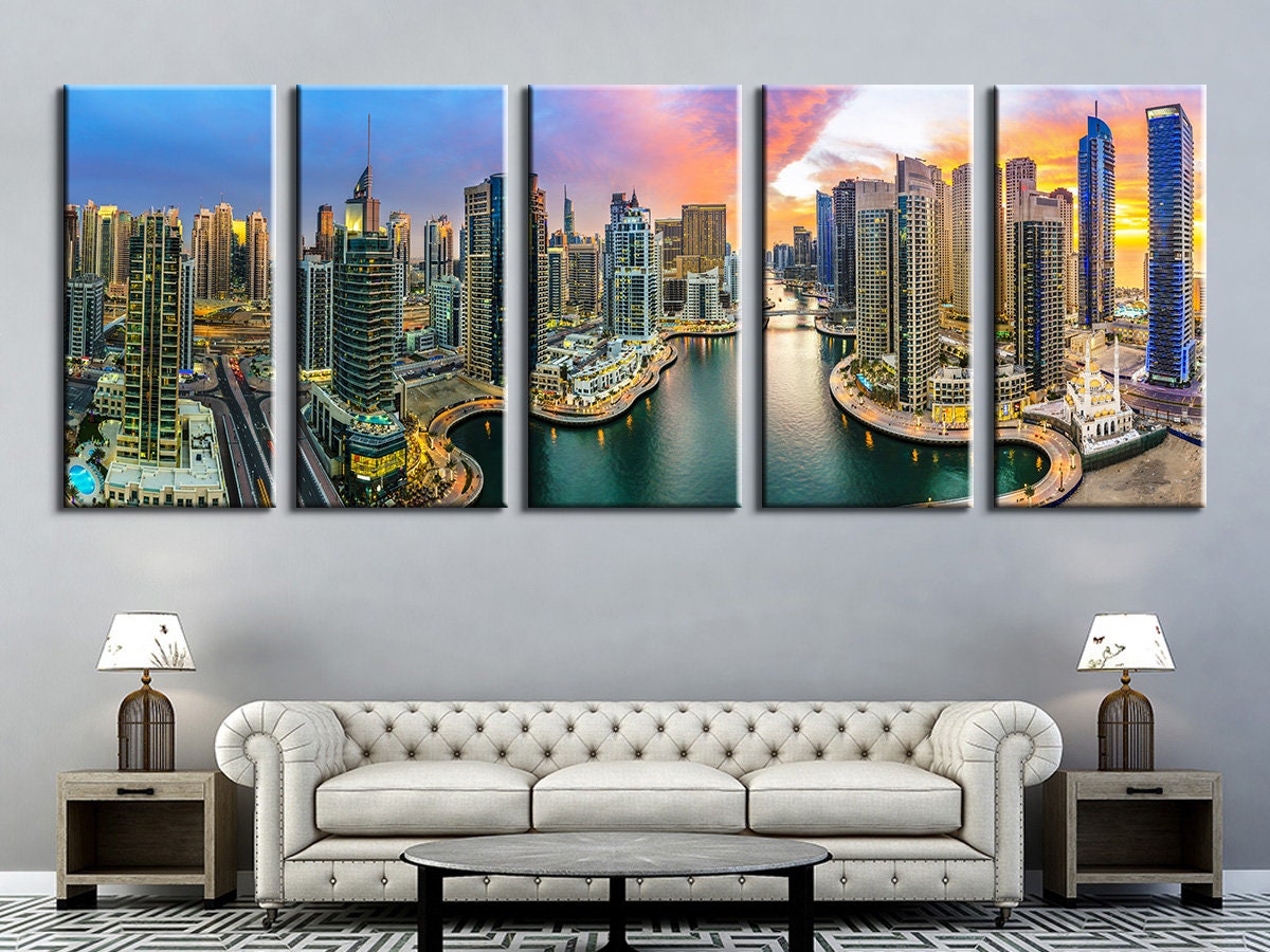 Canvas Set of Dubai Dubai Panoramic View Dubai Marina Wall Art | Etsy
