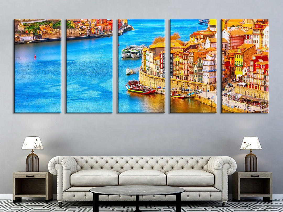 Portugal on Canvas Colorful Houses Wall Art Porto Panorama Poster Porto ...