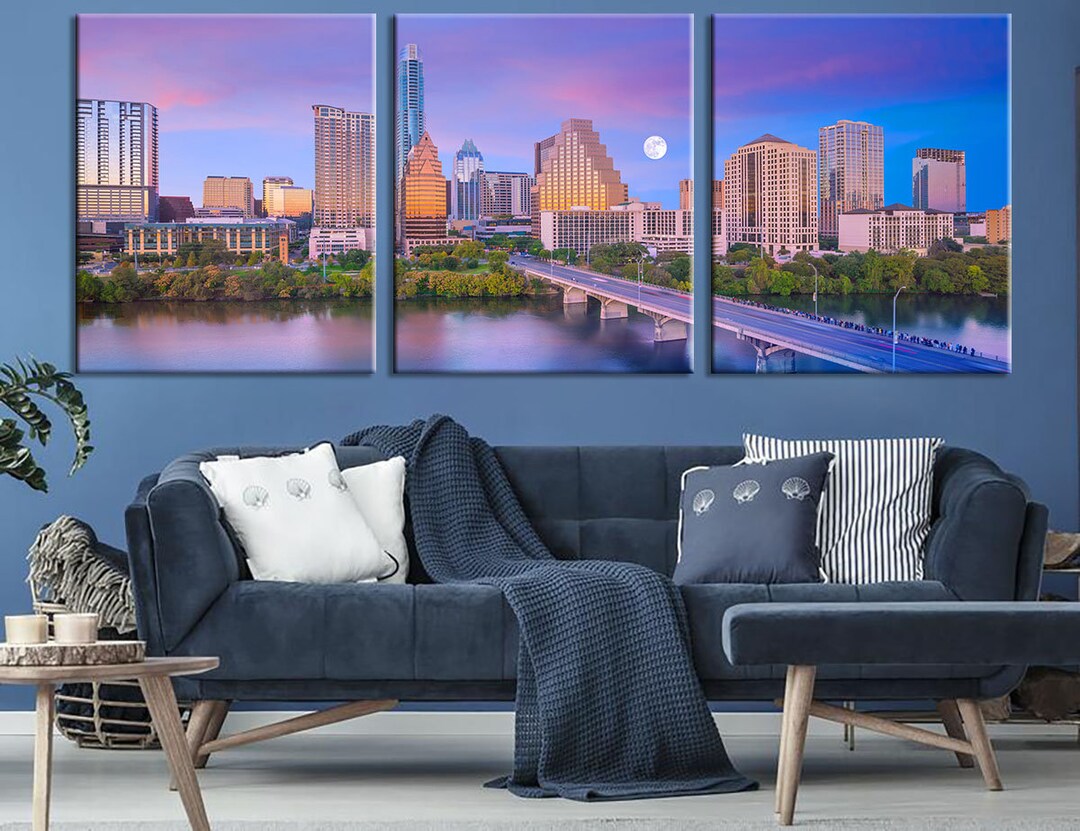 Downtown Skyline Set Austin Modern Wall Decor Austin Skyline City Print ...