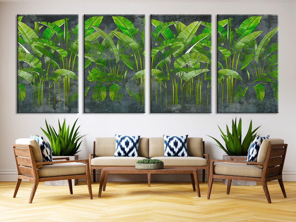 Palm Leaves Set Grass Modern Art Grass Abstract Set Green - Etsy