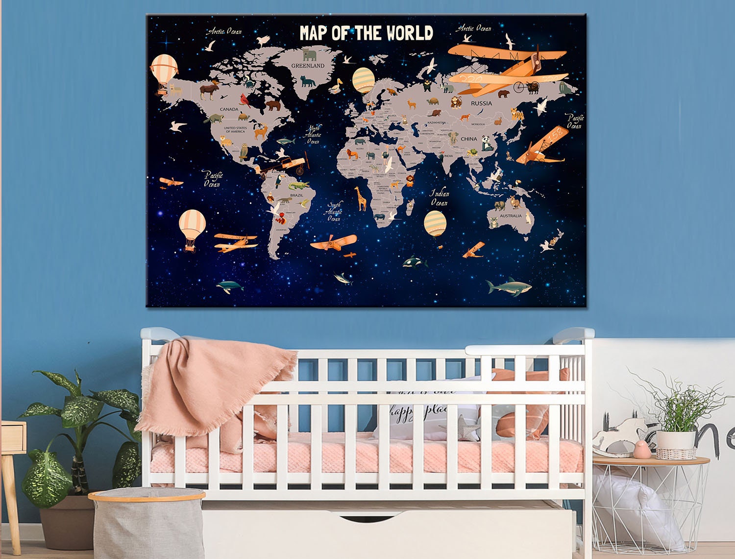 World Canvas Map Poster Cartoon World Map Canvas World Map - Etsy