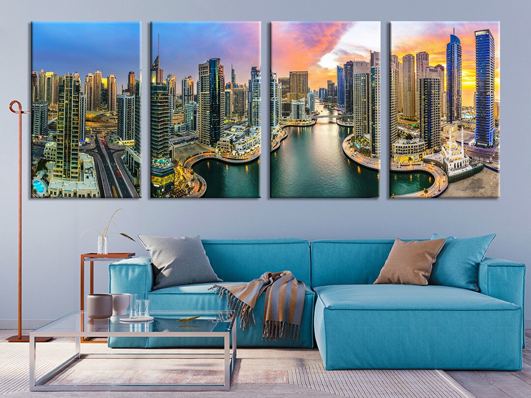 Canvas Set of Dubai Dubai Panoramic View Dubai Marina Wall Art - Etsy