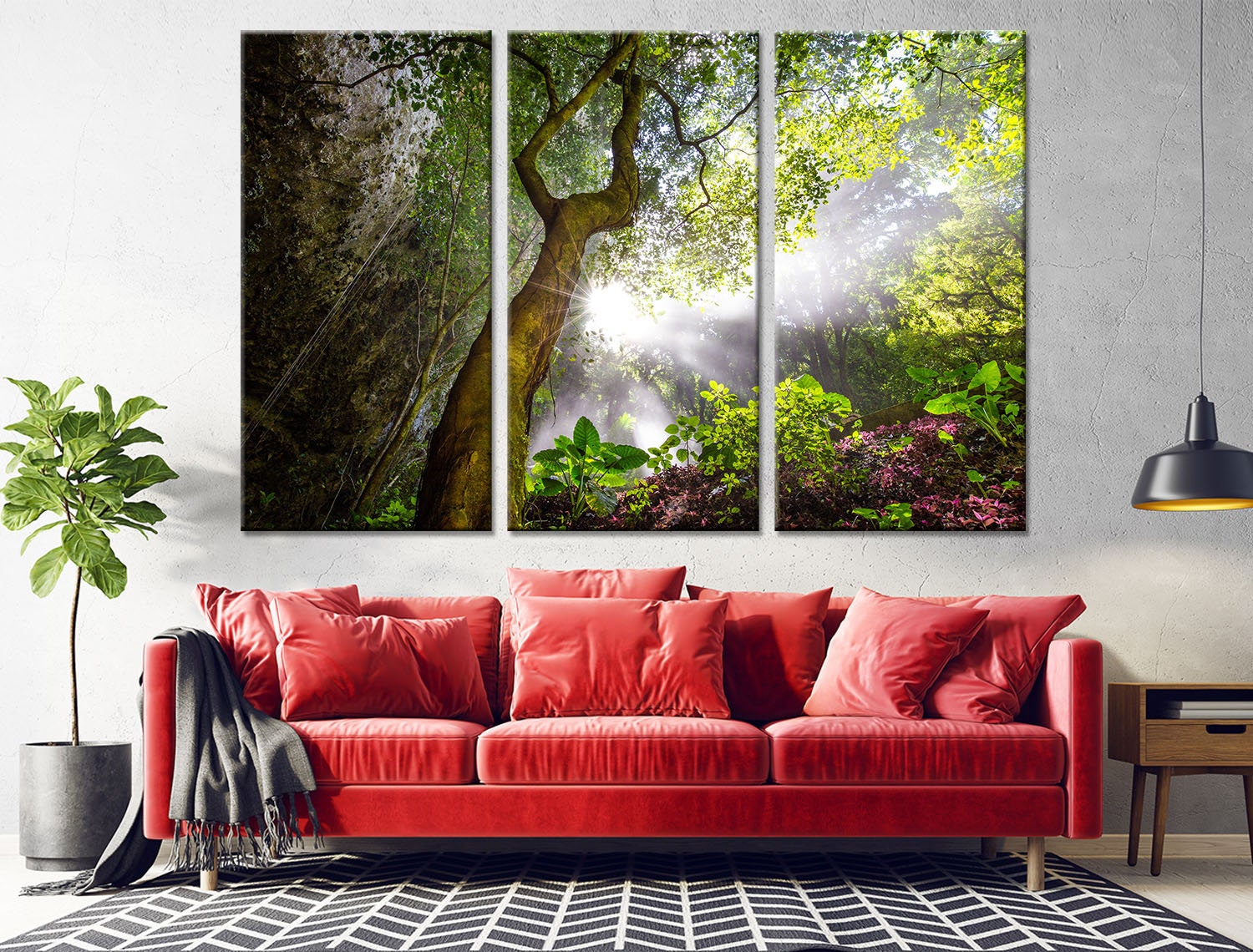 Forest tapestry wall decor Forest wall art sets Trees art | Etsy