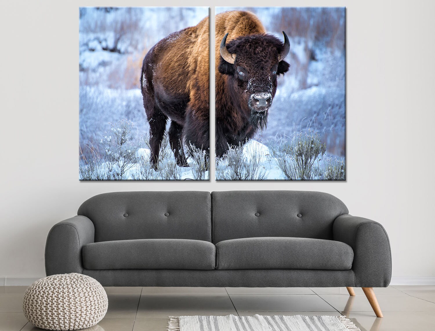 Bison Wall Decor Bison Canvas Bison Art Print Bison Winter | Etsy
