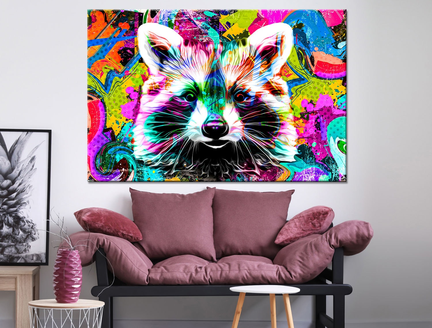 Raccoon Wall Decor Raccoon Collage Canvas Raccoon Colour Art | Etsy