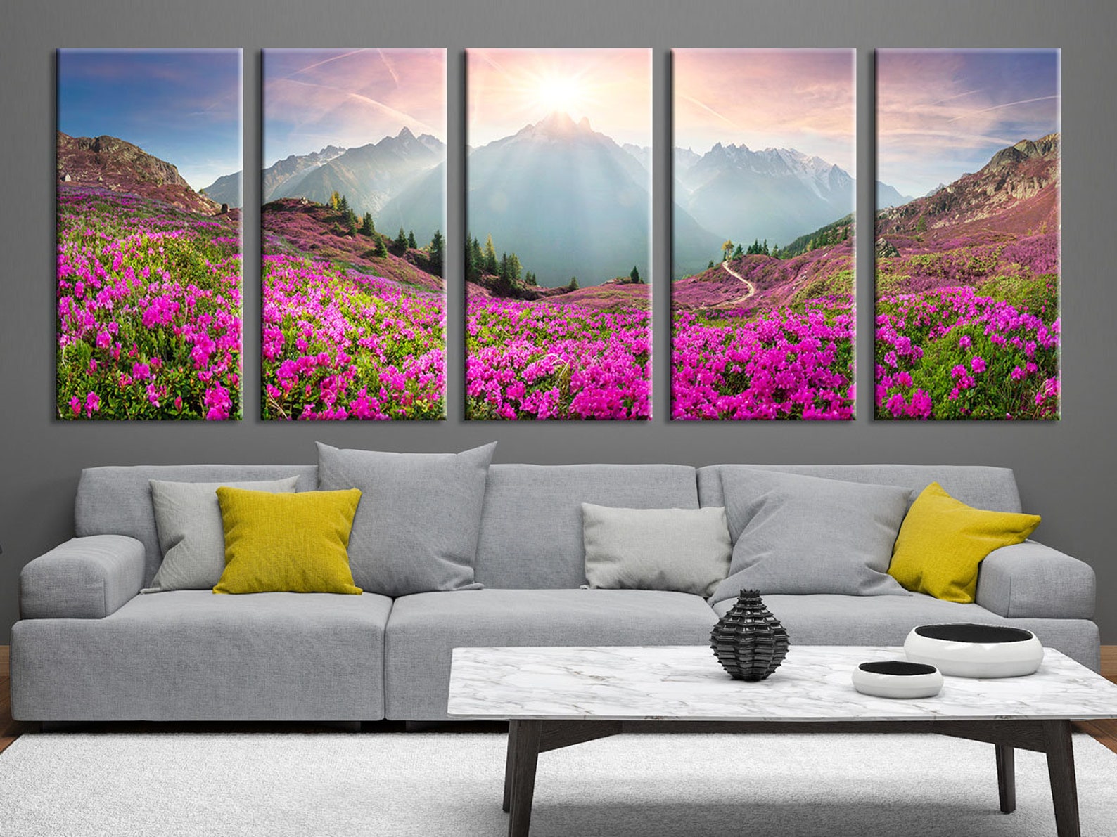 Alpine Wall Art Mont Blanc Wall Art Sets Spring Meadow Wall - Etsy