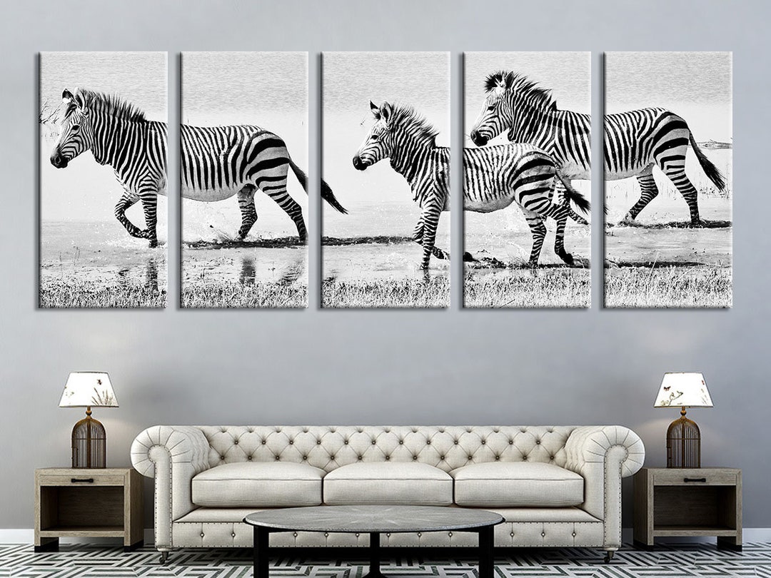 Zebra-Wand-Dekor schwarz und weiß moderne Druck Tiere Zebra Wand Kunst Druck Streifen Wand Kunst ...