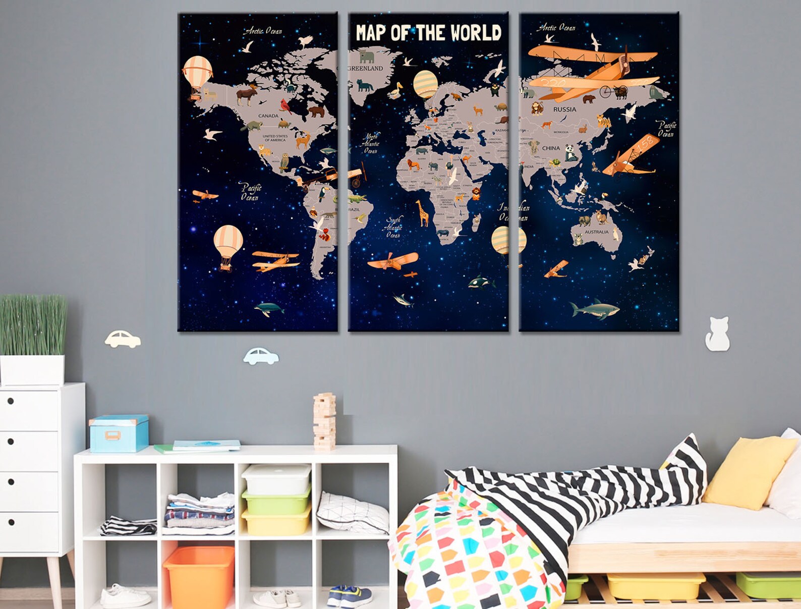 World Canvas Map Poster Cartoon World Map Canvas World Map - Etsy