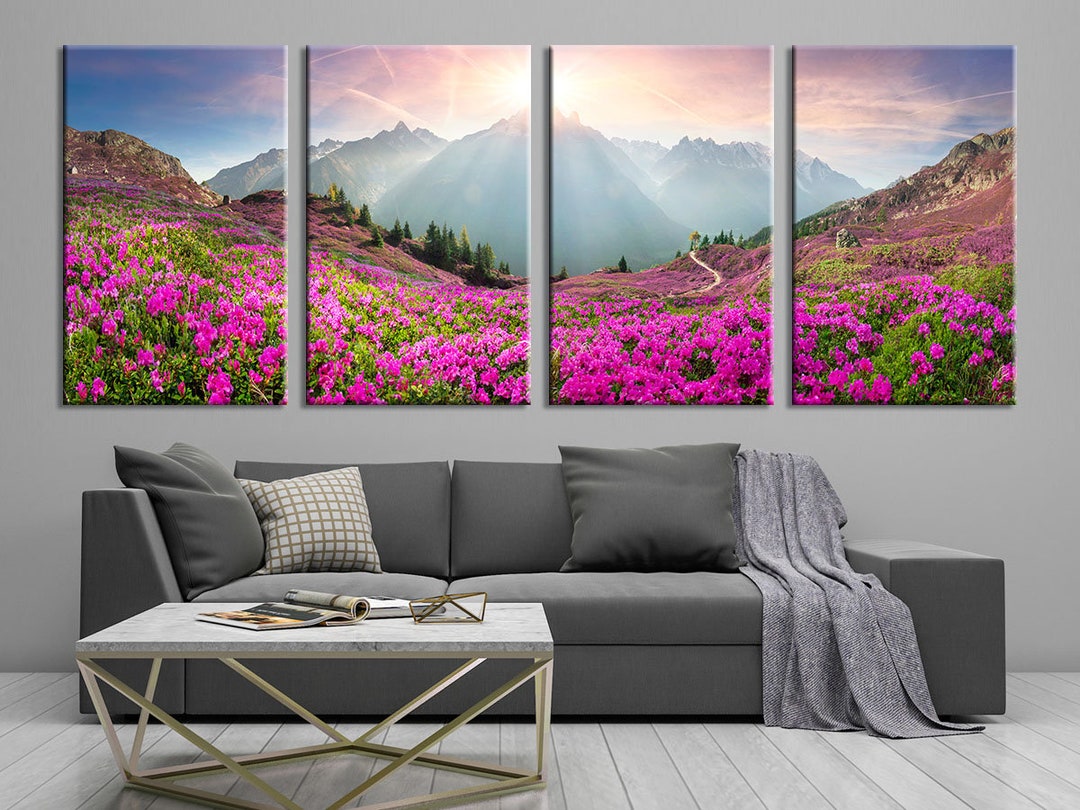 Alpine Wall Art Mont Blanc Wall Art Sets Spring Meadow Wall - Etsy